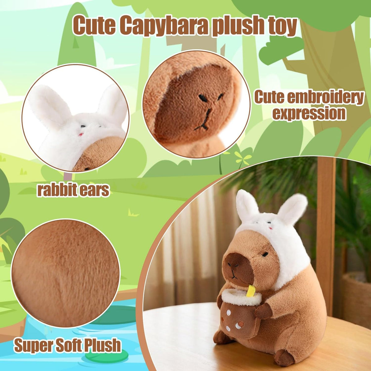Capybara Wearing Bunny Hat Plush Toy – Toy Farm Pty Ltd